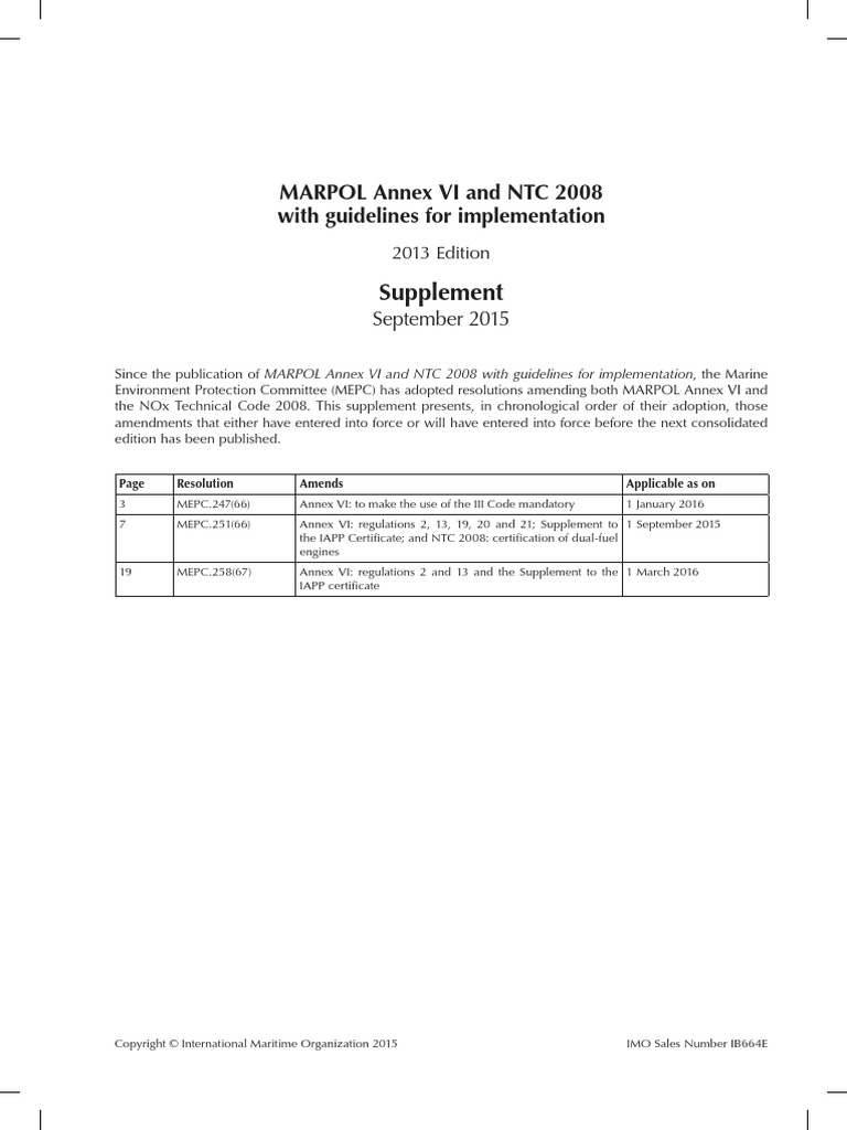 Supplement: MARPOL Annex VI and NTC 2008 With Guidelines For ...