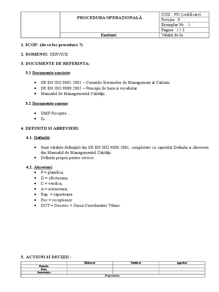 Procedura Operationala Model | PDF | Technology & Engineering