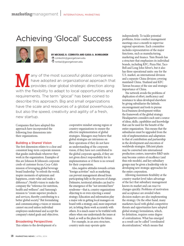 Achieving Glocal Success | PDF | Strategic Management | Marketing