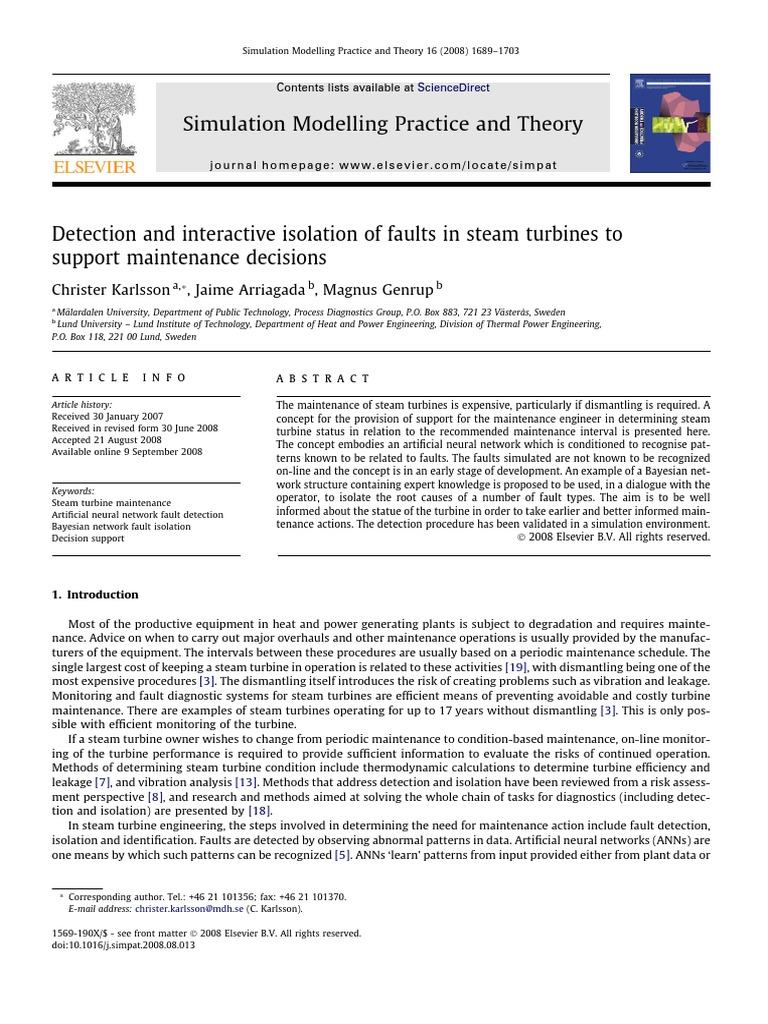 Detection and Interactive Isolation of Faults in Steam Turbines To | PDF | Steam | Causality