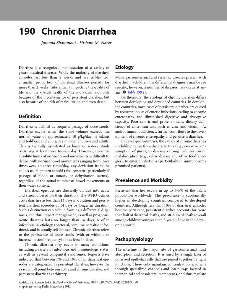 190 Chronic Diarrhea: Etiology | PDF | Diarrhea | Crohn's Disease