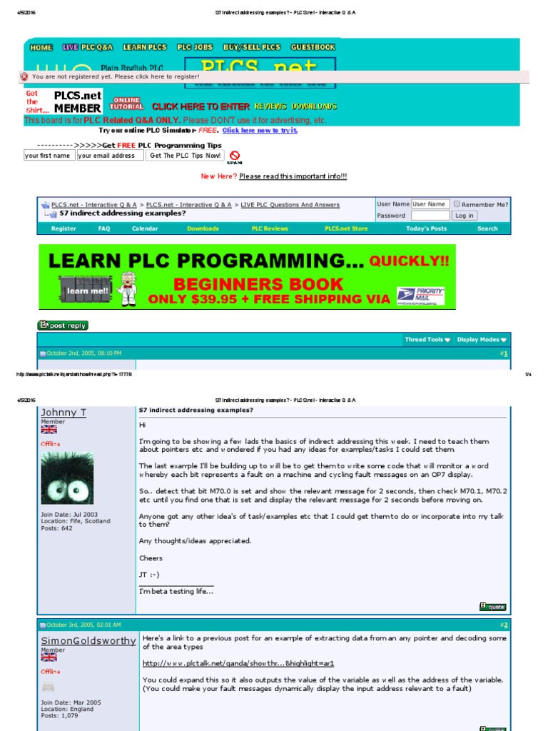 S7 Indirect Addressing Examples - PLCS | PDF | Internet Forum | Areas ...