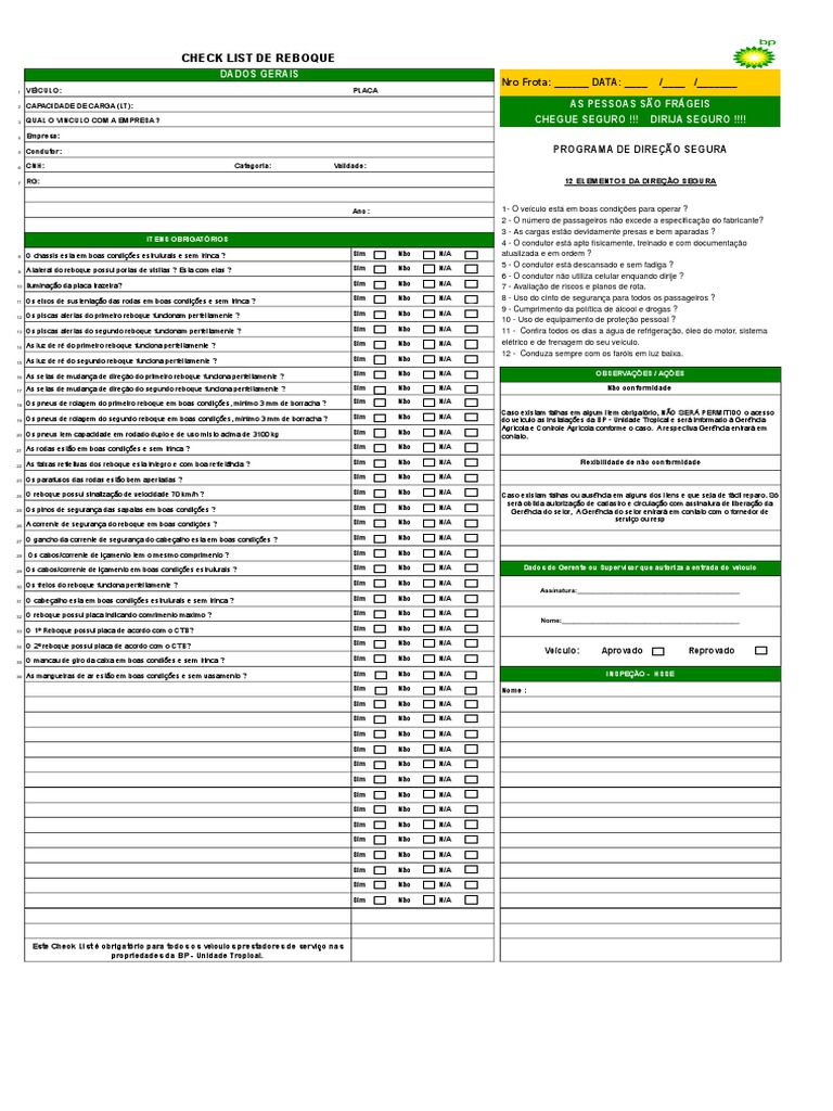 06 - Check List Reboque | Veículos | Transporte