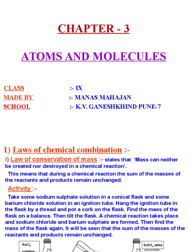 Chapter - 3: Atoms and Molecules | PDF | Chemical Elements | Ion