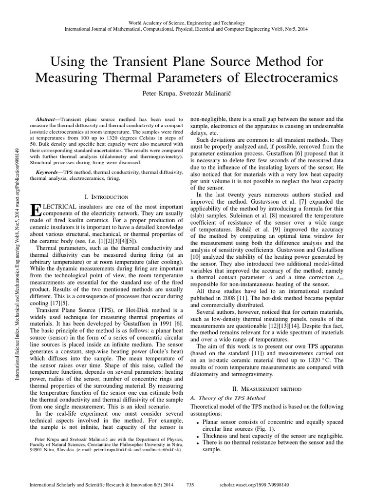 Using The Transient Plane Source Method For Measuring Thermal ...