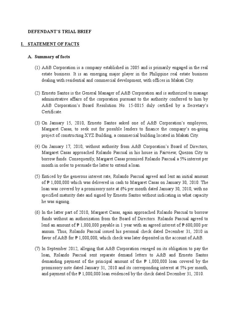 Statement of Facts Defendant | PDF | Board Of Directors | Proxy Voting