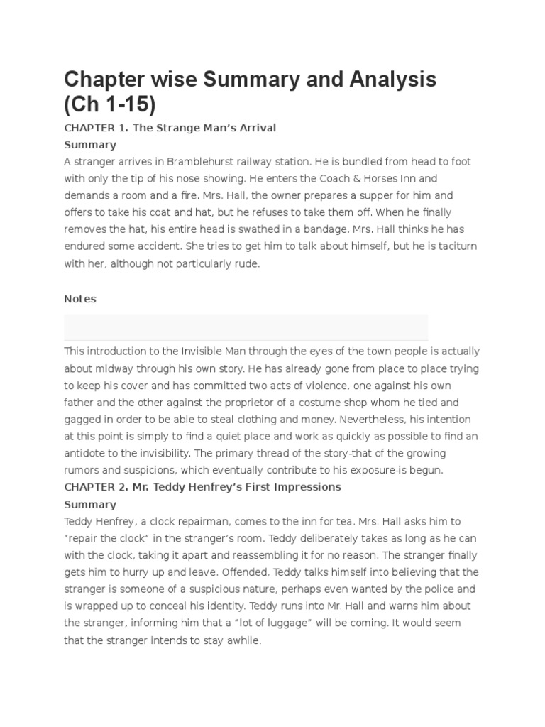 The Invisible Man Summary | PDF | The Invisible Man