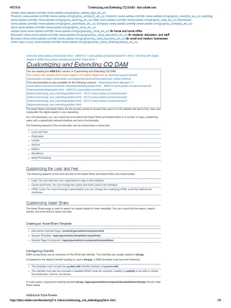 Customizing and Extending CQ DAM | PDF | Cascading Style Sheets | Metadata