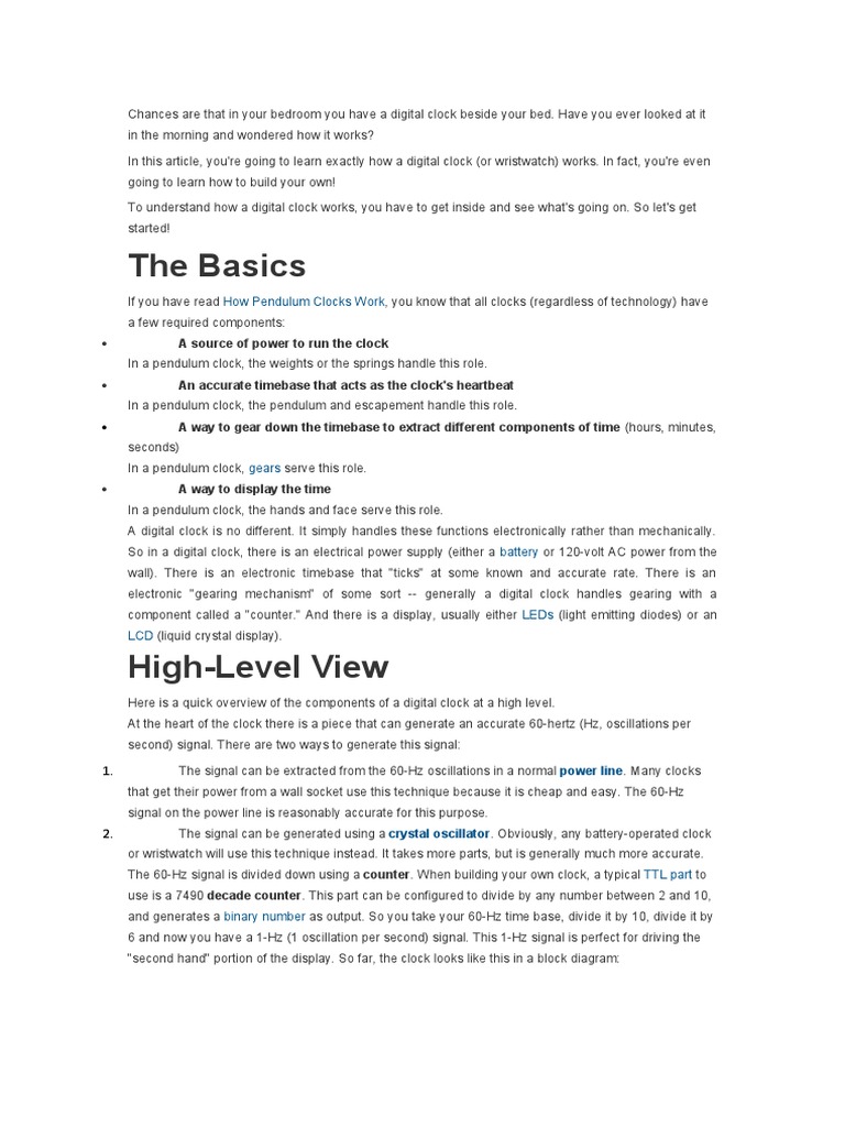 How Does Digital Clock Works | PDF | Rectifier | Clock
