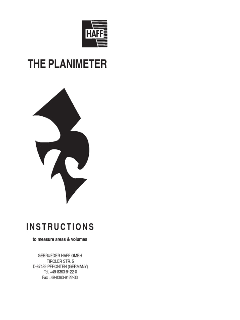 PLANIMETER ManuaL PDF | PDF | Area | Contour Line