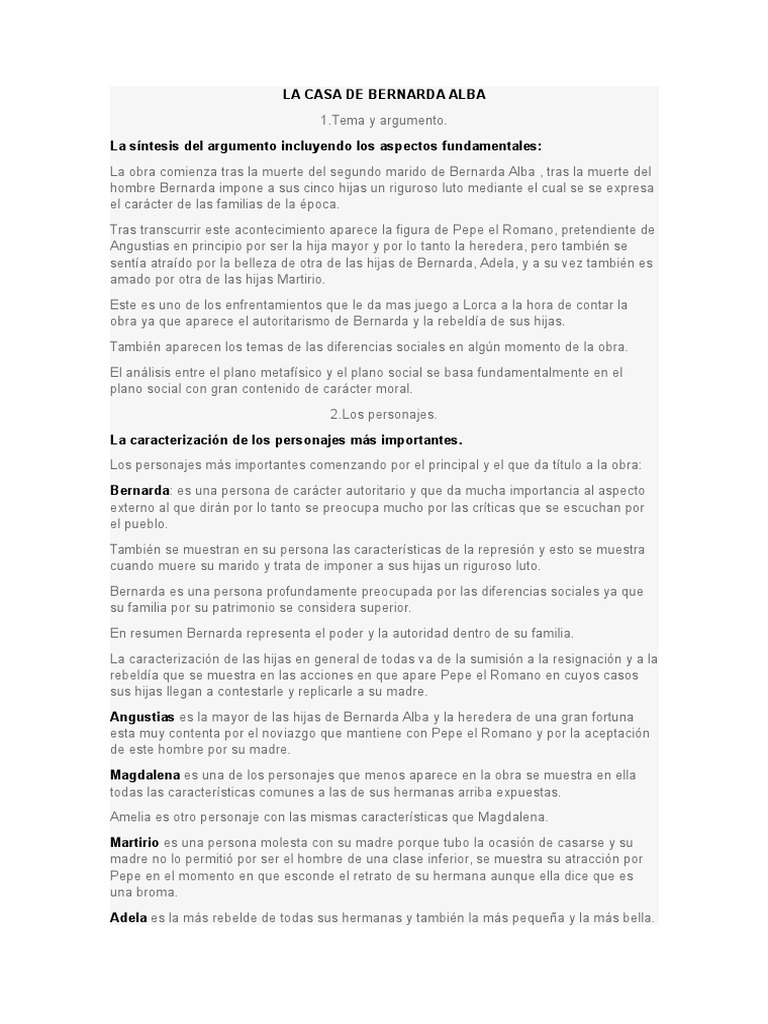 La Casa de Bernarda Alba | PDF