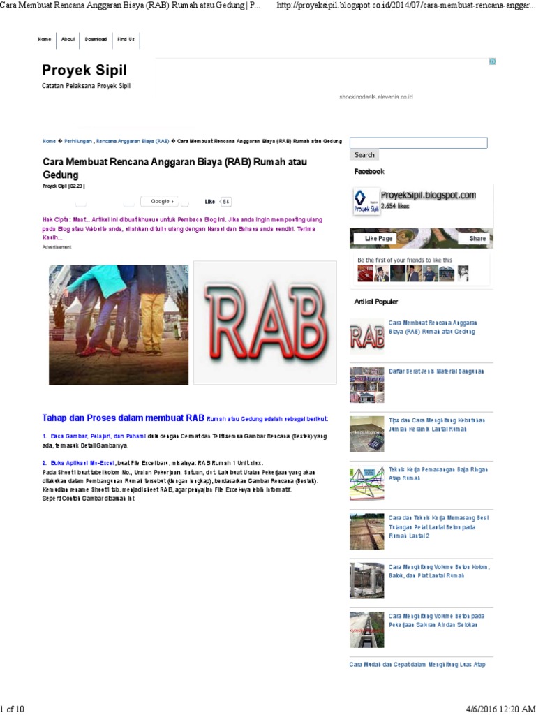 Cara Membuat Rencana Anggaran Biaya (RAB) Rumah Atau Gedung - Proyek ...