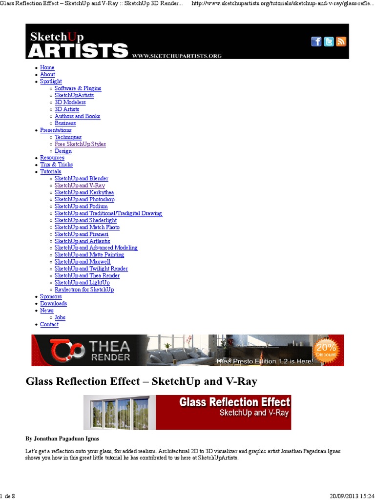 Glass Reflection Effect - SketchUp and V-Ray | PDF | Sketch Up | 3 D ...