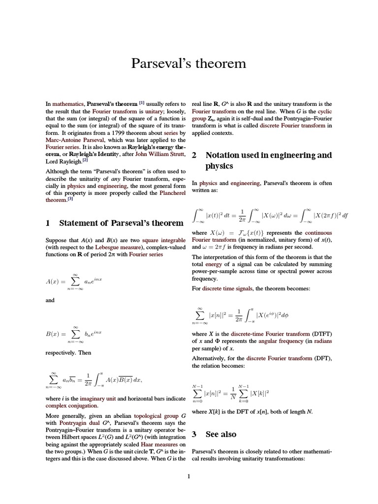 Parseval's Theorem | Fourier Transform | Algebra