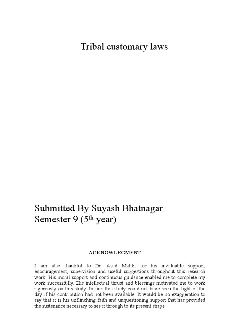 Tribal Customary Laws | Download Free PDF | Indigenous Peoples | Local ...