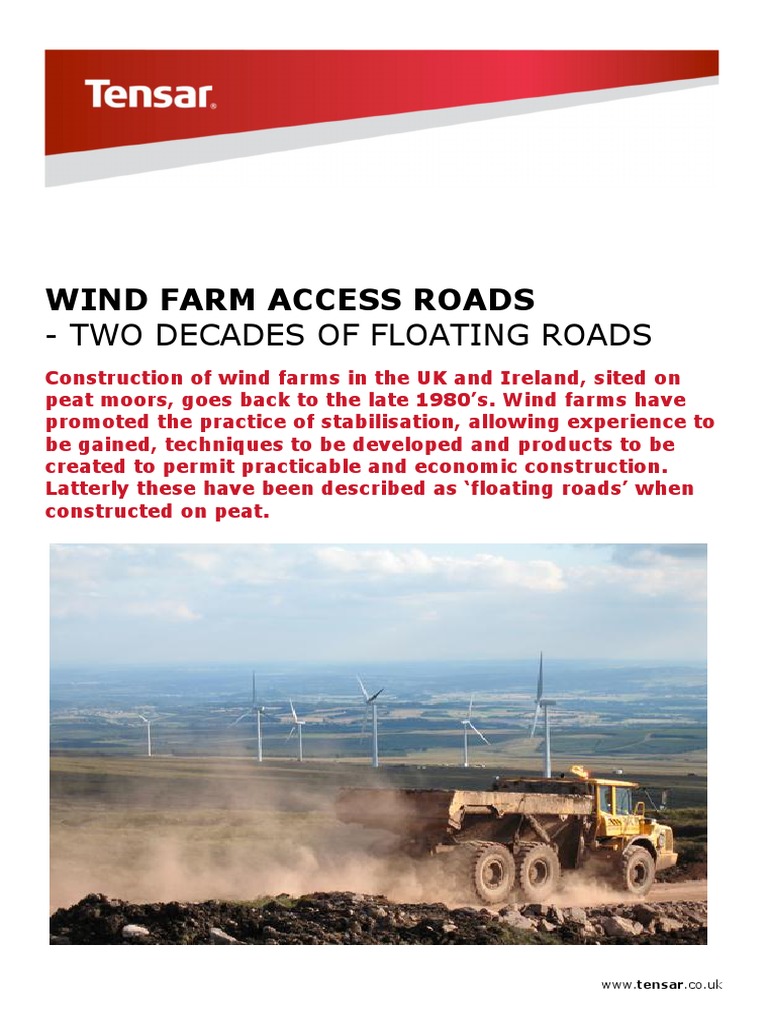 Floating Roads for Wind Farms in Peat | PDF | Carbon Footprint | Wind Power