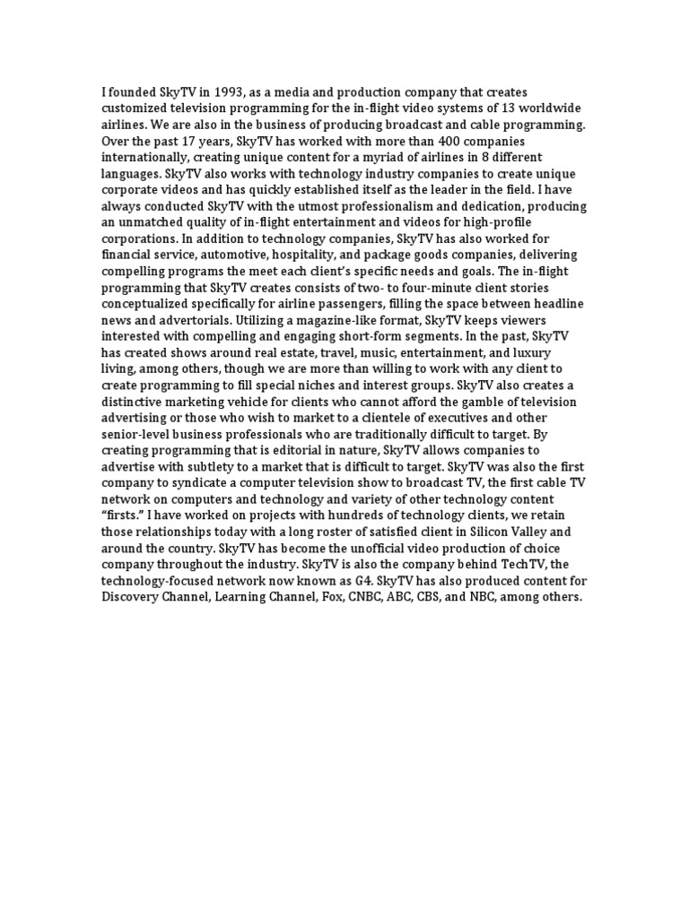 Mark Bunting Dallas: SkyTV | PDF | Mass Media | Aviation