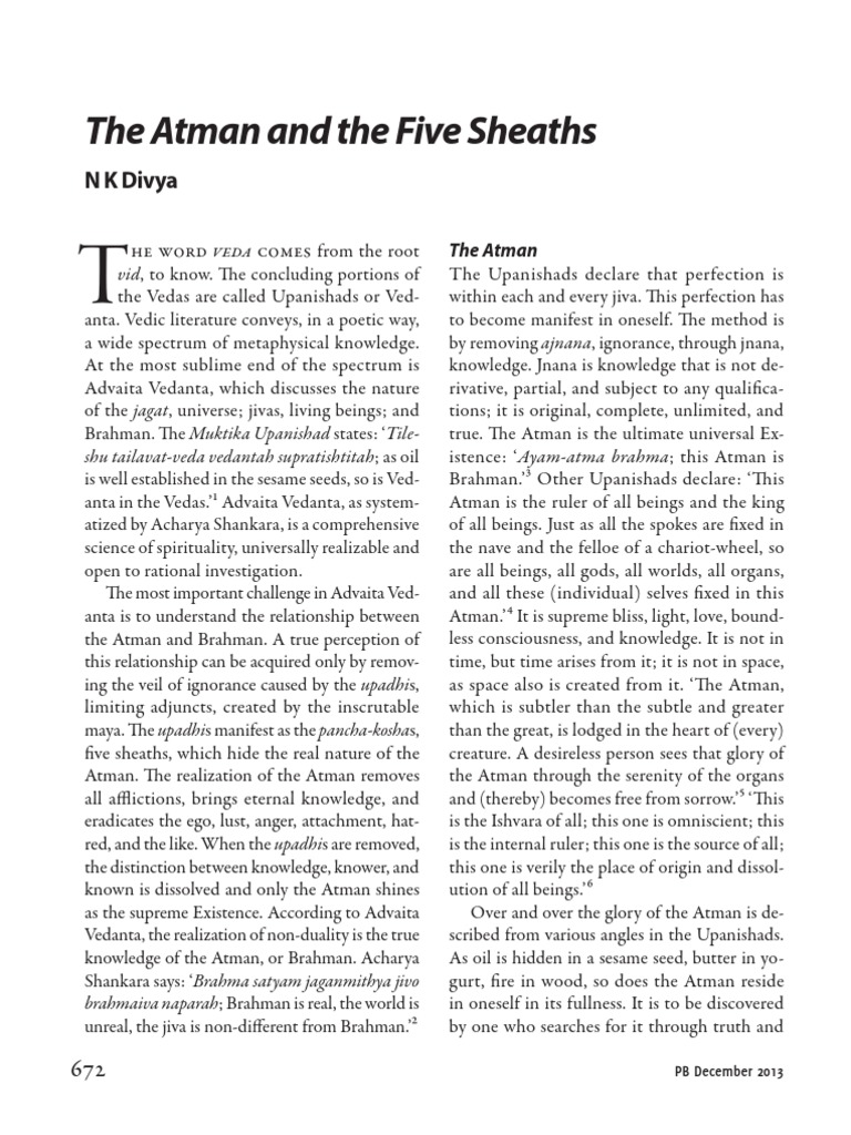 The Atman and Five Sheaths PanchaKoshas Pbharata | PDF | Advaita ...