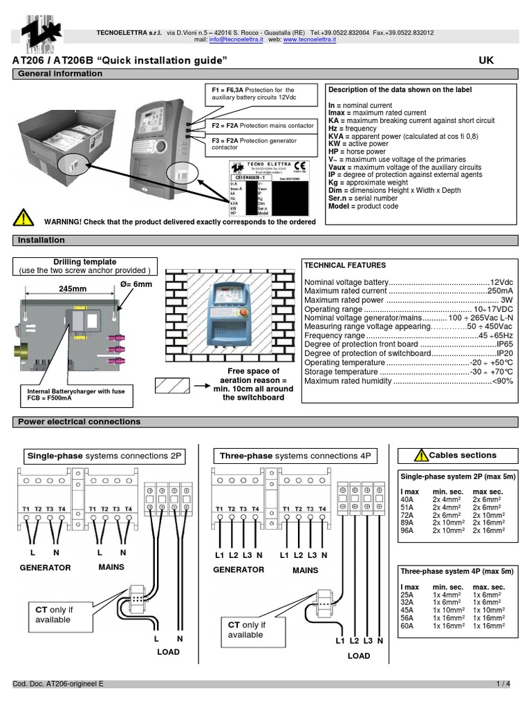 AT206-130907rev01 EN | PDF | Mains Electricity | Electric Generator