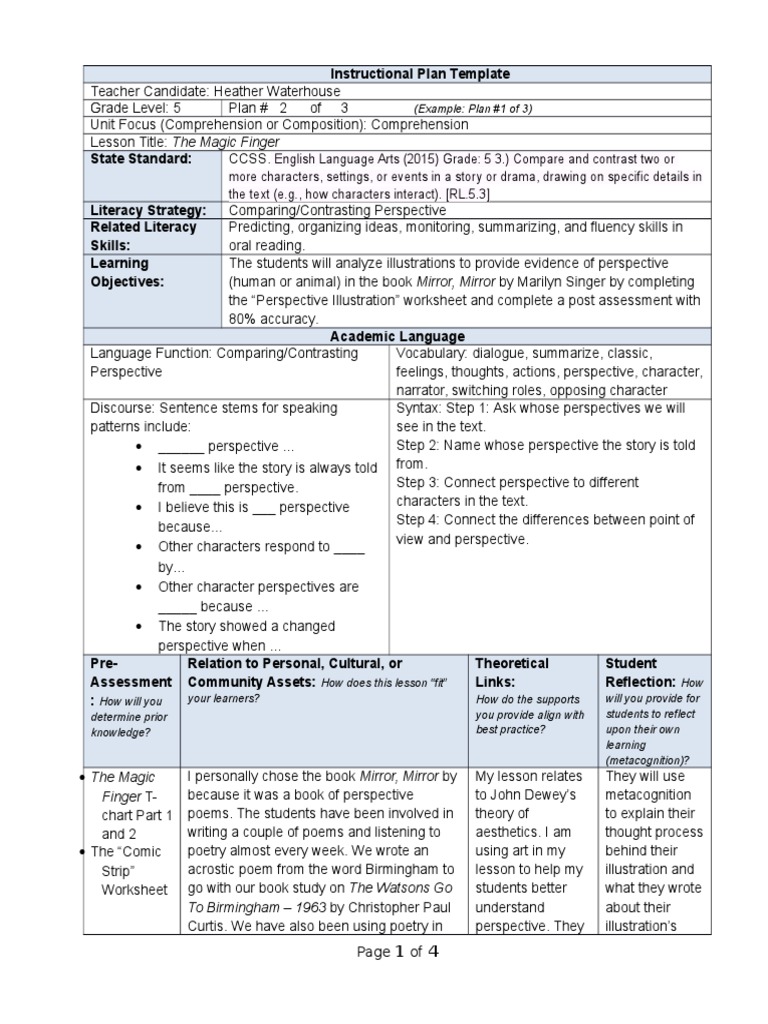 5th Grade Comprehension Lesson Plan | PDF | Reading Comprehension ...