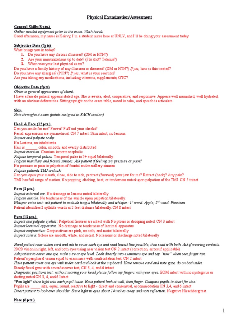 Complete Assessment Script Print Form | PDF | Anatomical Terms Of ...