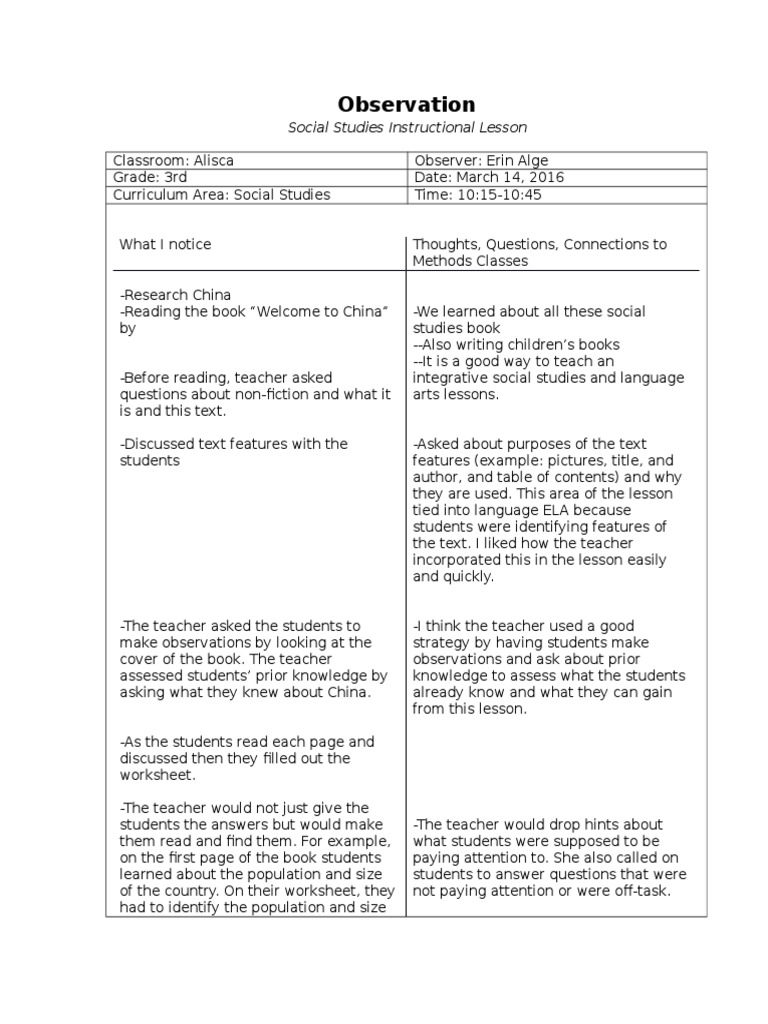 Social Studies Observation | Teachers | Classroom | Free 30-day Trial ...