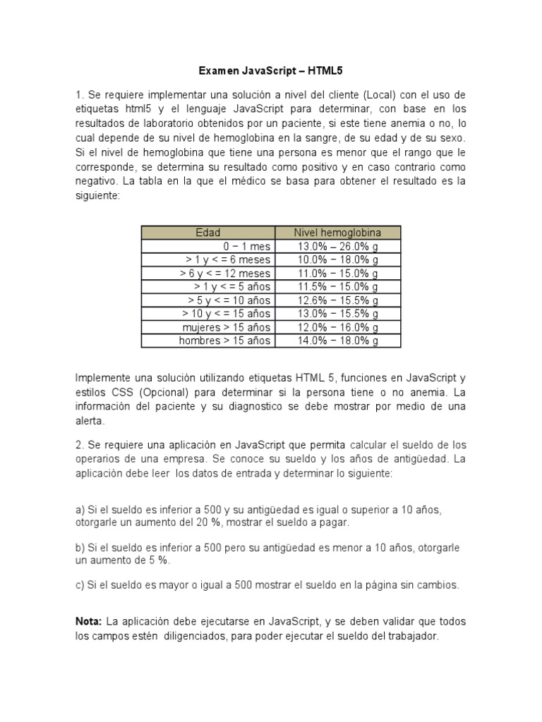 Examen JavaScript | PDF