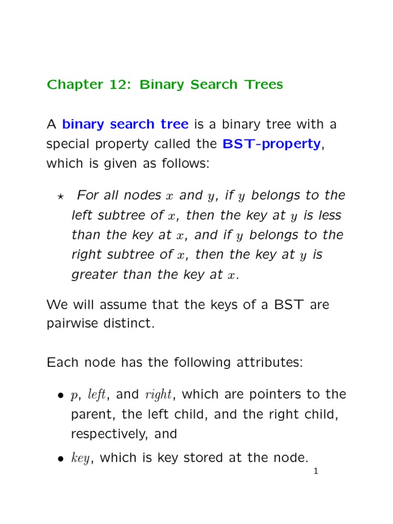Binary Search Tree PDF | Download Free PDF | Mathematical Concepts | Discrete Mathematics