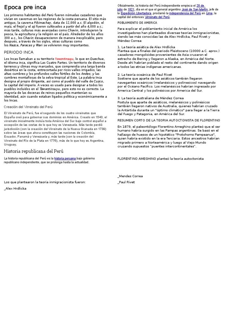 Epoca Pre Inca | Descargar gratis PDF | Imperio Inca | Américas