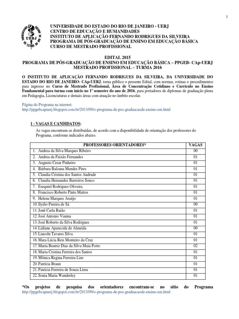 Edital Seleção 2015 - Mestrado - Ppgeb-Cap-Uerj - Turma 2016 - 02092015 ...