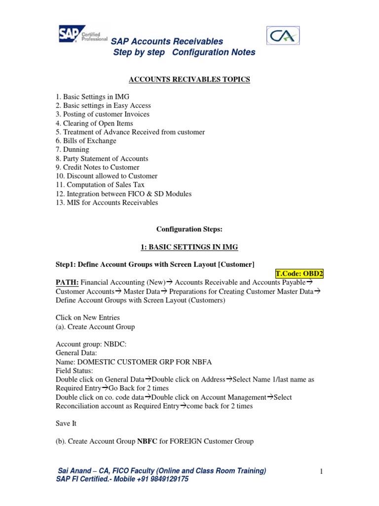 SAP AR Config | PDF | Invoice | Receipt
