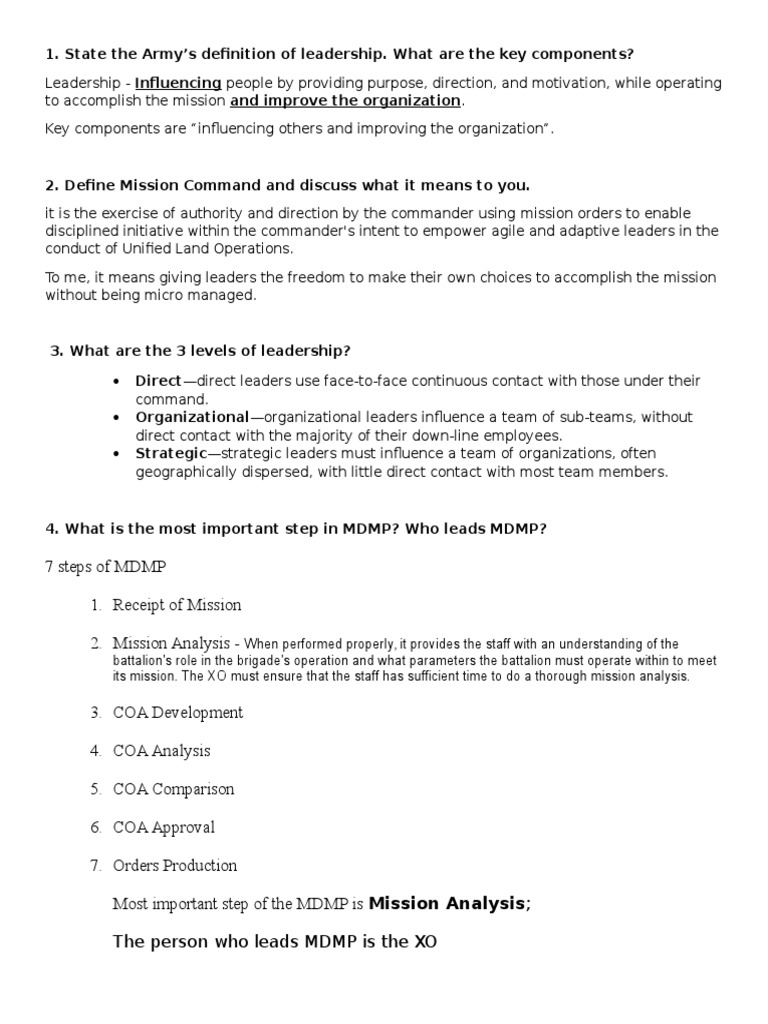 7 Steps of MDMP 1. Receipt of Mission 2. Mission Analysis | PDF ...