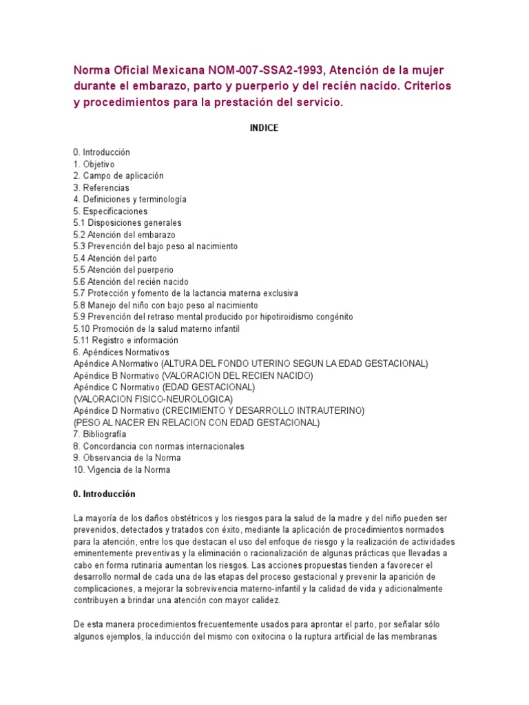 Norma Oficial Mexicana NOM 007 | Parto | Embarazo