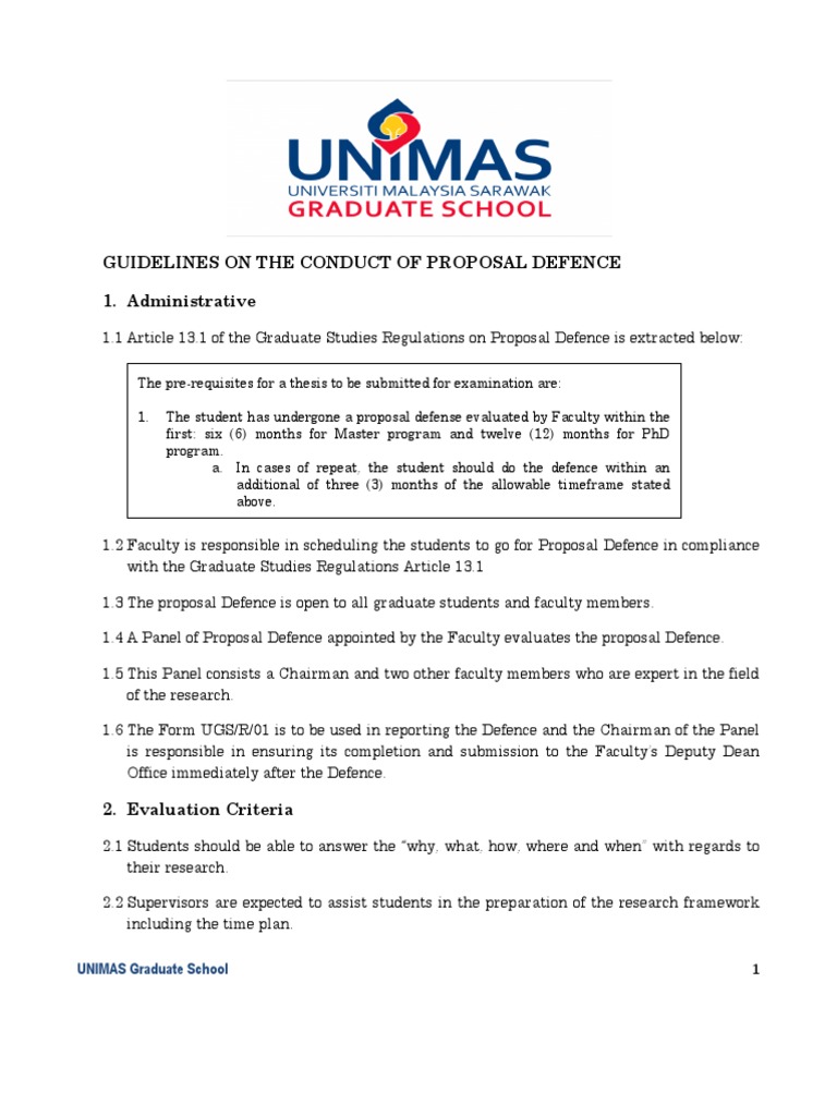 Proposal Defence Guide | PDF | Graduate School | Thesis