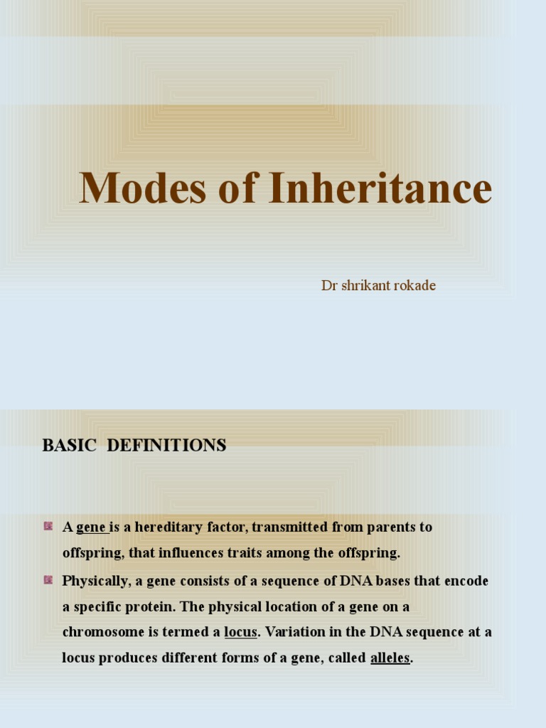 2 - Modes of Inheritance | PDF | Dominance (Genetics) | Allele