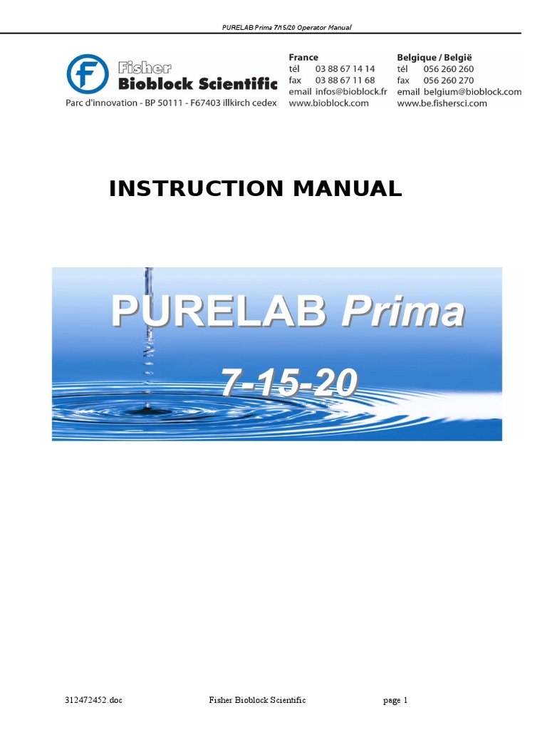 Purelab Prima ELGA | PDF | Water Purification | Electrical Connector
