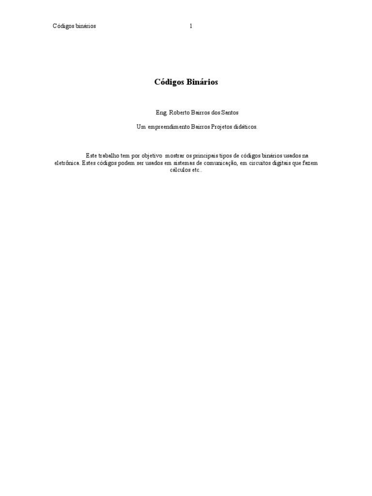 Codigos Binarios Pdf Codificação Binária Decimal Notação Matemática