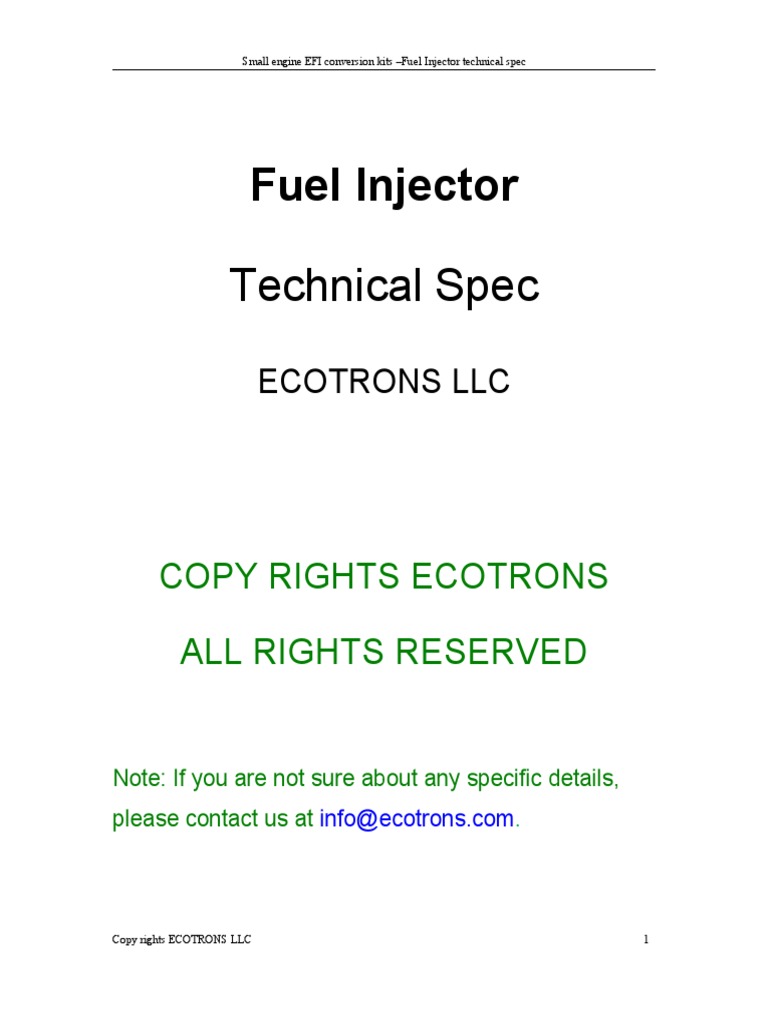 EFI Fuel Injector Specs Guide | PDF | Fuel Injection | Throttle