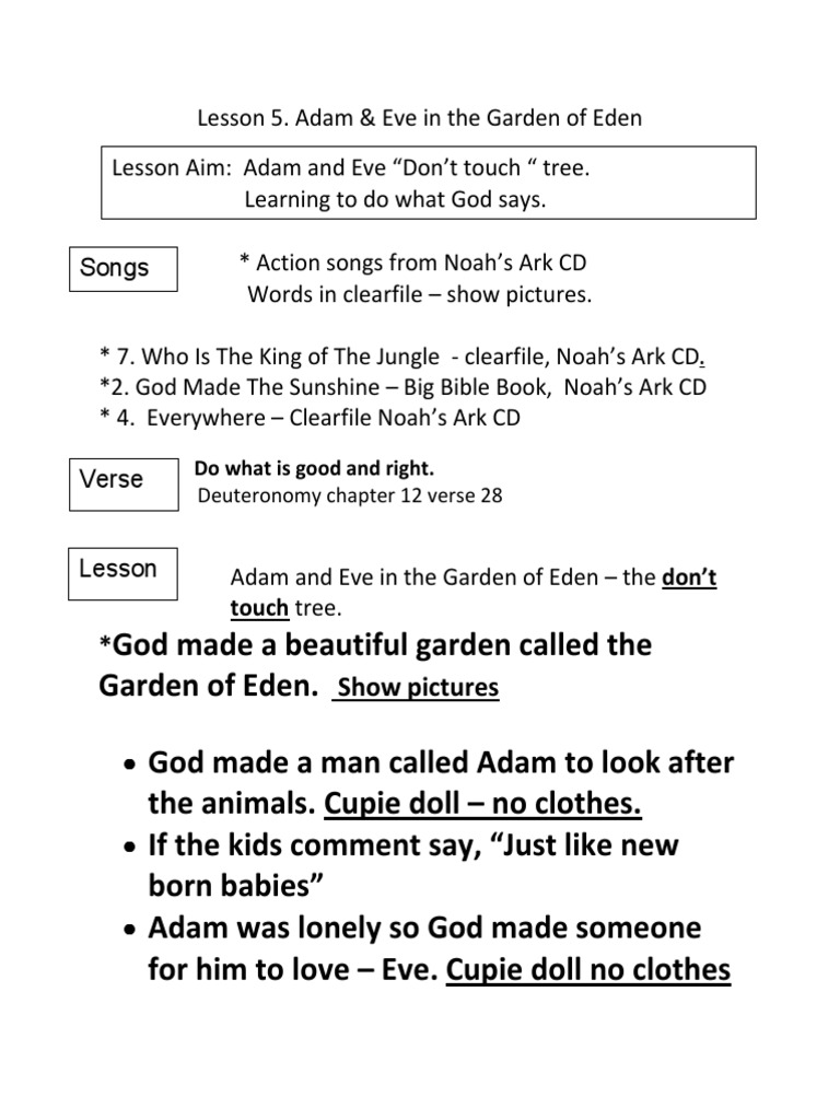 Lesson Plan 5 Adam & Eve | Adam And Eve | Eve