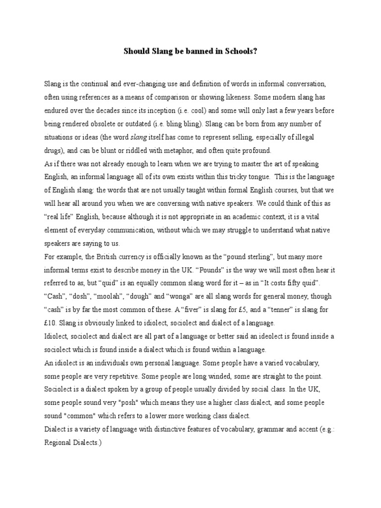 The Case Against Banning Slang in Schools: Fostering Language Diversity ...