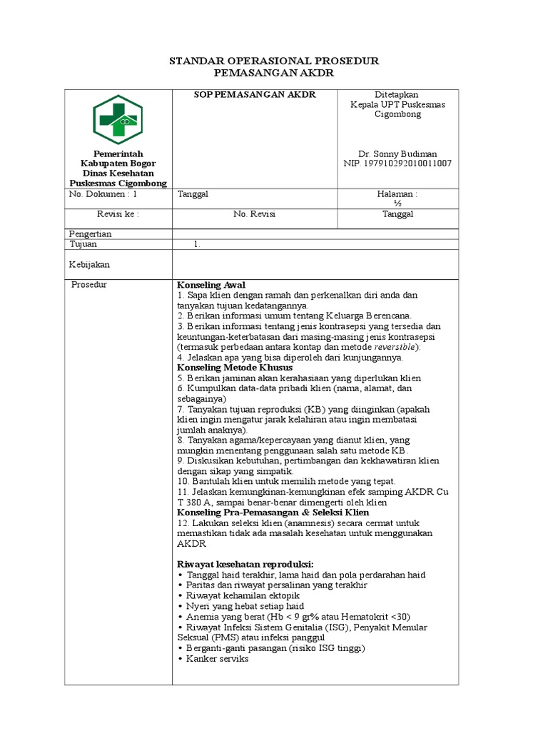Sop Pemasangan Akdr | PDF