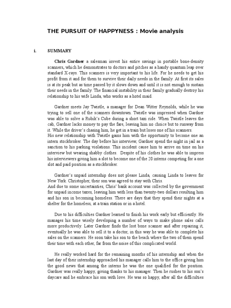 Pursuit of Happyness: Movie Analysis | PDF