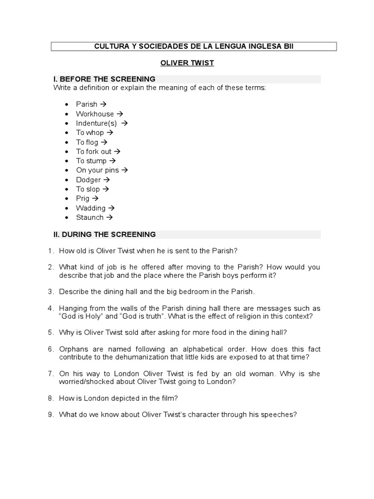 Oliver Twist: Screening Discussion Guide | PDF