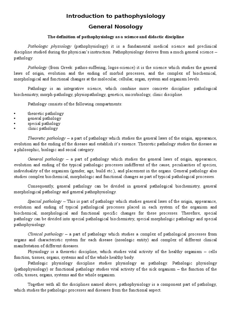 I. Introduction To Pathophysiology | PDF | Pathology | Cell (Biology)