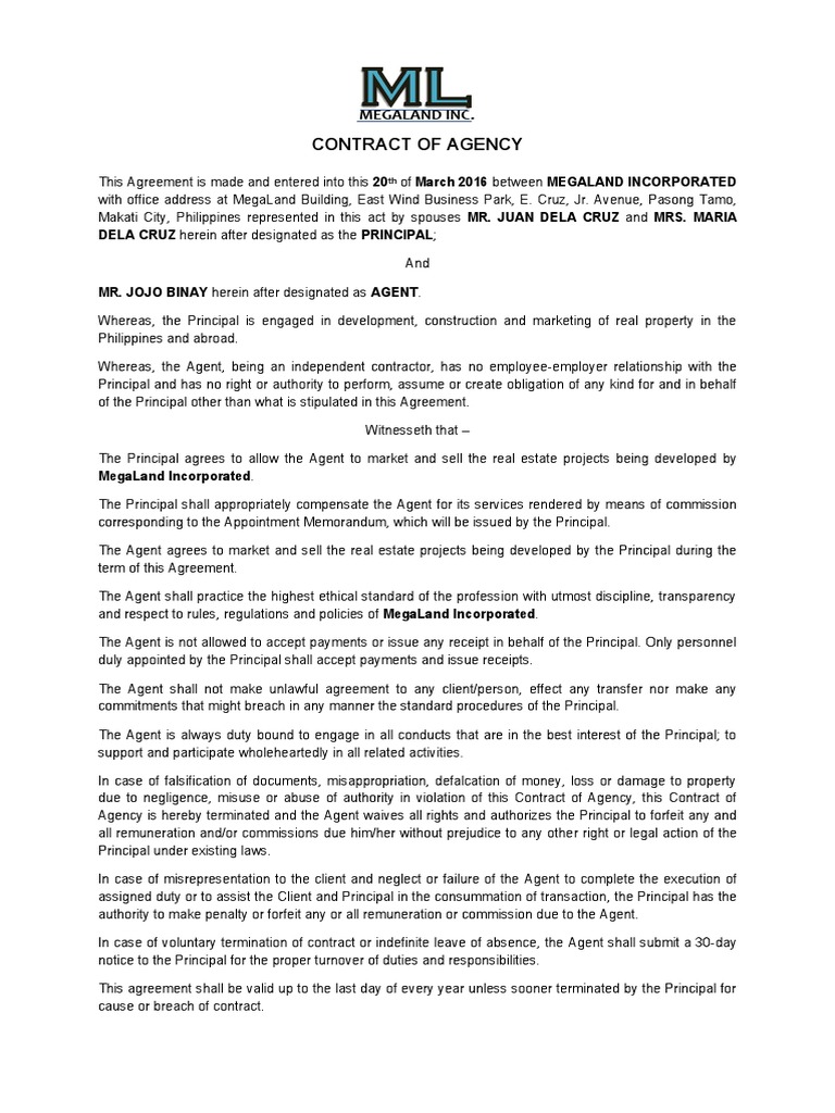 Contract of Agency 2 | PDF | Law Of Agency | Business