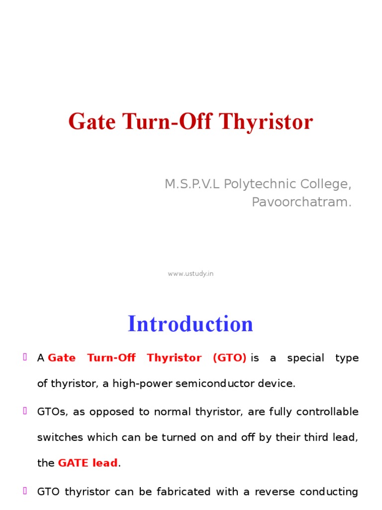 Gate Turn Off Thyristors Pdf Components Electrical Equipment