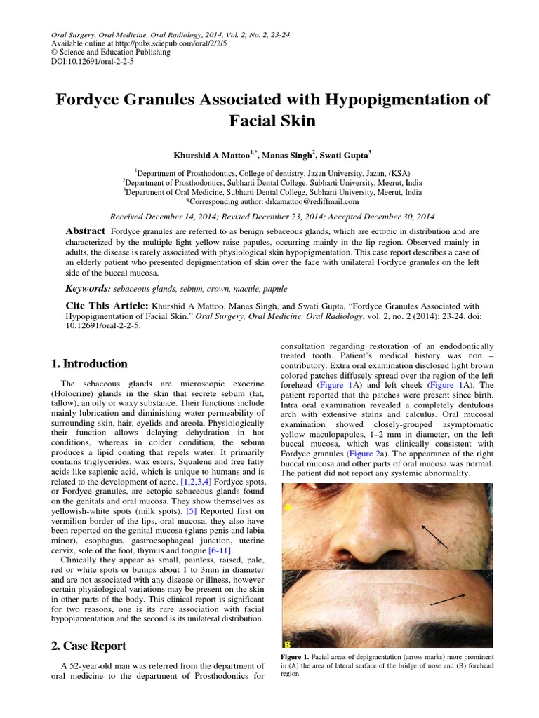 Fordyce 2 | PDF | Integumentary System | Medical Specialties