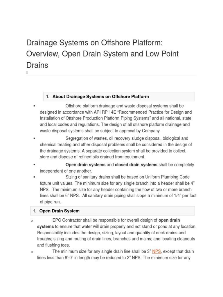 Drainage Systems On Offshore Platform | PDF | Pipe (Fluid Conveyance ...