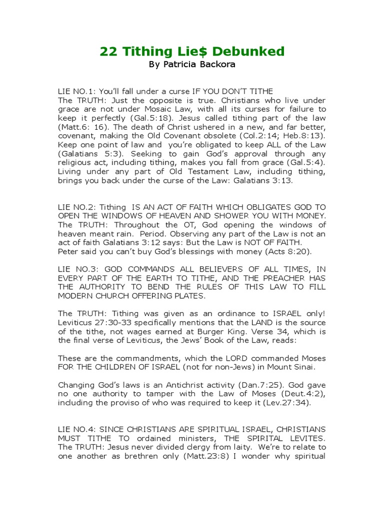 22 Tithing Lies Debunked | PDF | Tithe | Ten Commandments