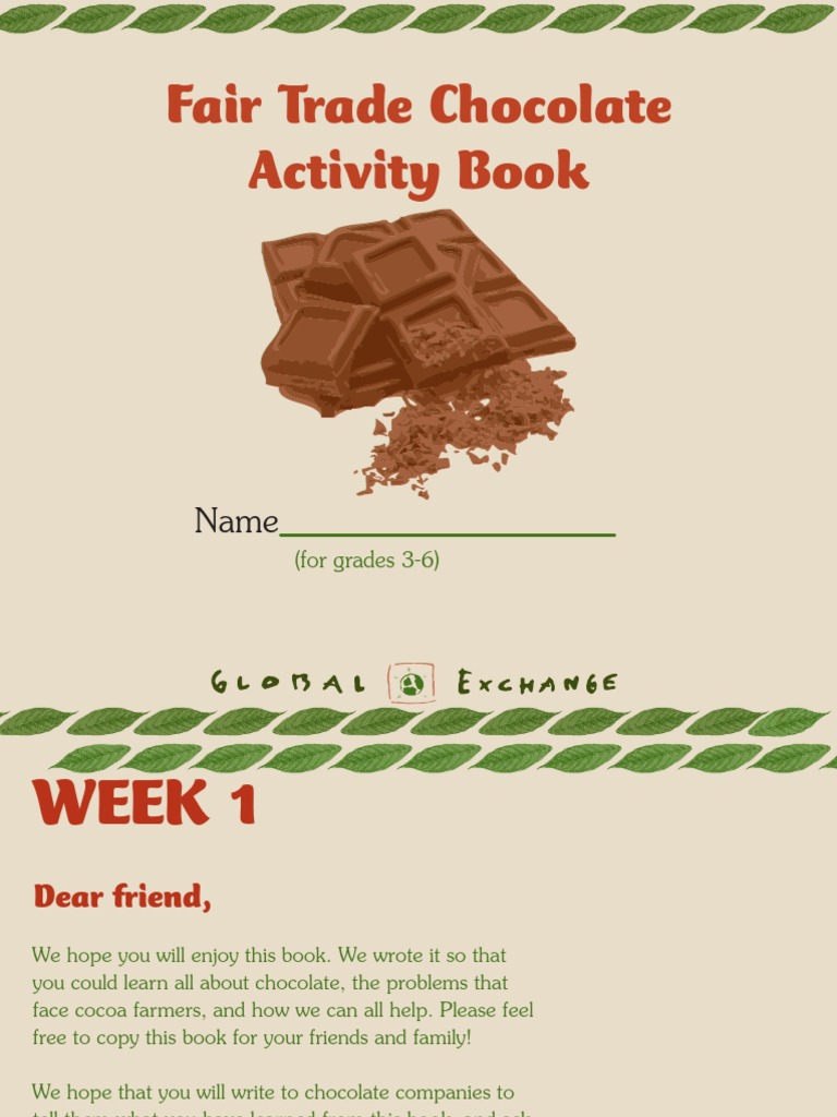 Fair Trade Chocolate Activity Book | PDF | Fair Trade | Cocoa Bean